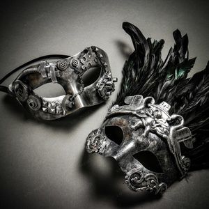 ILOVEMASKS | Accessories | Classic Silver Swan Angel Feather Couple ...